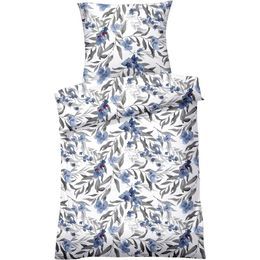 Dyckhoff Bettw&auml;sche &raquo;Blue Flowers&laquo; 2 Stk. Renforc&eacute;, Obermaterial: 100% Baumwolle B/L: 135cm x 200cm, 1 Stk., 1 Stk., Renforc&eacute;, B/L: 80cm x 80cm, 2 Stk.
