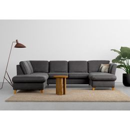Home Affaire Wohnlandschaft &raquo;Trelleborg U-Form&laquo; optional Schlaffunktion und Bettkasten, inkl. Federkern-Polsterung grau 100% Polyester B/H/T: 307cm x 