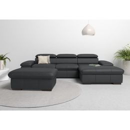 OTTO home Ecksofa &raquo;Alberto L-Form&laquo; mit Kopfteilverstellung, wahlweise mit Schlaffunktion schwarz Luxus-Microfaser Lederoptik (100% Polyester);Luxus-