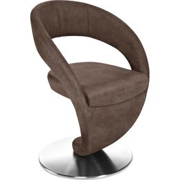 K+w Komfort & Wohnen K+W Komfort & Wohnen Esszimmerstuhl &raquo;Wave, Drehstuhl, Polsterstuhl&laquo; () Design-Drehstuhl, Drehteller in Edelstahloptik braun 785: Microfaser, 100% 