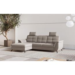 Sit & More sit&more Ecksofa &raquo;Zora&laquo; wahlweise mit Schlaffunktion und Bettkasten grau 95% Polyester 5% Polyamid B/H/T: 262cm x 92cm x 164cm, Flachgewebe LINO, 