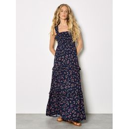 Apricot Damen Maxikleid "Maxikleid mit Smokarbeit und zierlichem Blumenmuster", blau, Gr. 36, gewebt, Obermaterial: 100% Viskose LENZING ECOVERO CV