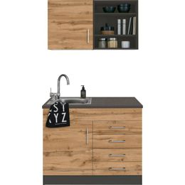 KOCHSTATION Pantryk&uuml;che &raquo;KS-Mali&laquo; Breite 100 cm, wahlweise mit E-Ger&auml;ten grau B/H/T: 100cm x 200cm x 60cm, ohne E-Ger&auml;te