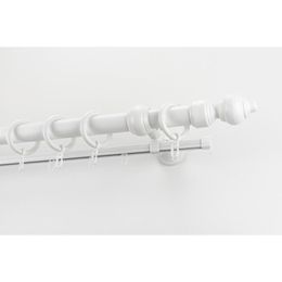 Garesa Gardinenstange &raquo;STANDARD&laquo; &Oslash; 28 mm 2 l&auml;ufig-l&auml;ufig Wunschma&szlig;l&auml;nge Vorhanggarnitur, Kunststoff, verl&auml;ngerbar, mit Ringe/2 Lauf Gleiter wei&szlig; 
