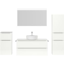 Nobilia Badm&ouml;bel-Set &raquo;Alvene&laquo; vormontiert, mit Soft-Close, 4 Stk. tlg. wei&szlig; B/H/T: 230cmcm x 184,2cmcm x 48,5cmcm, Griffe edelstahlfarbig