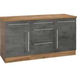 KOCHSTATION Unterschrank &raquo;KS-Samos&laquo; Breite 150 cm grau Holzwerkstoff wotaneiche, B/H/T: 150cm x 85cm x 60cm