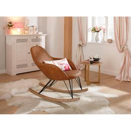 OTTO home Schaukelstuhl &raquo;Tampa&laquo; () Metallbeine mit Holzkufen, gem&uuml;tlicher Relaxsessel braun B/H/T: 66cm x 87cm x 98cm, Kunstleder