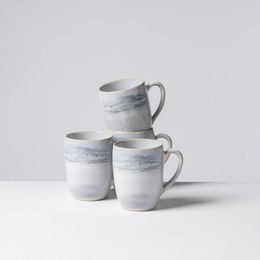 gipfelst&uuml;ck Becher &raquo;Tiefer See&laquo; Scandi-Style, Reaktivglasur, jedes St&uuml;ck ein Unikat, 4-teilig grau Steinzeug &Oslash; 8cm x 10,5cm, 275ml, 4 tlg.