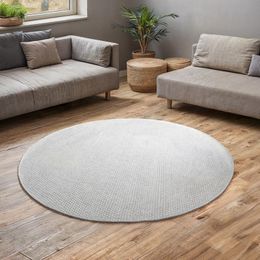 OTTO home Wollteppich &raquo;Woolscape 1&laquo; rund 10 mm H&ouml;he Wendeteppich, handgewebte Qualit&auml;t, Uni, 90% Wolle, Wohnzimmer beige Wolle B : 200cm &Oslash; 200cm 1 Stk