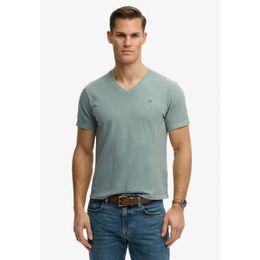 Superdry Herren Rundhalsshirt &raquo;CLASSIC COTTON LINEN VEE&laquo; Baumwollmischung, relaxed fit aus luftig leichtem Baumwoll-Leinen-Mix gr&uuml;n S
