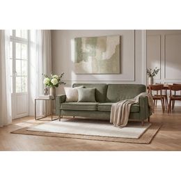 OTTO home 3-Sitzer &raquo;Pinto Skandi, 206 cm, Chenille, Struktur&laquo; mit Keder, Massivholzf&uuml;&szlig;e Eiche ger&auml;uchert, Wellenunterfederung 100% Polyester B/H/T: 