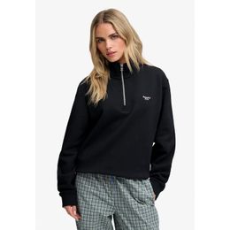 Superdry Damen Sweatshirt &raquo;SIGNATURE EMB HALF ZIP&laquo;, mit Stehkragen, aus Baumwolle und Polyester, Loose Fit, unifarben XS
