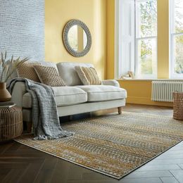 FLAIR RUGS Teppich &raquo;Camino&laquo; rechteckig 8 mm H&ouml;he Flachgewebe, Skandi, Esszimmer, Wohnzimmer, Flur gelb Kunstfaser B : 120cm 1 Stk., 8mm, L: 160cm