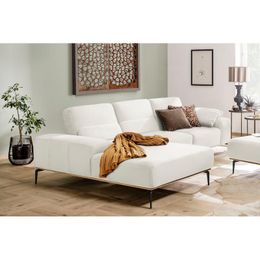 W.Schillig Ecksofa &raquo;run, Designsofa mit tollem Sitzkomfort, bequem, L-Form&laquo; mit Holzsockel, F&uuml;&szlig;e in Schwarz pulverbeschichtet, Breite 299 cm wei&szlig; 