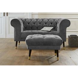 Home Affaire Hocker &raquo;Tinnum&laquo; grau Luxus-Microfaser Vintageoptik (66% PU, 27% Polyester, 7% Baumwolle);Struktur weich( 97% Polyester, 3% Polyacryl) B/H