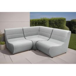 DOMO collection Ecksofa &raquo;Soleil, pflegeleichter und wetterfester Bezug&laquo; Outdoor, besonderes Design und Formgebung, individuell erweiterbar silber 100%