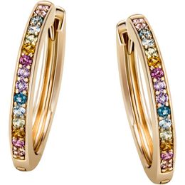 Firetti Damen Paar Creolen &raquo;Schmuck Geschenk Silber 925 Ohrschmuck Ohrringe Regenbogen&laquo; mit Topas (behandelt), Amethyst, Citrin, Peridot, Rhodolith, 