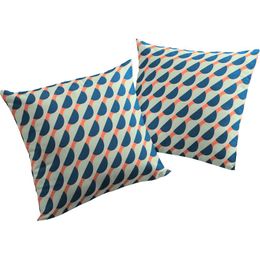 Adam Dekokissen &raquo;Circles&laquo; GOTS zertifiziert - Kissenh&uuml;lle ohne F&uuml;llung, 1 St&uuml;ck blau Baumwolle B/L: 50cm x 50cm, 1 Stk.