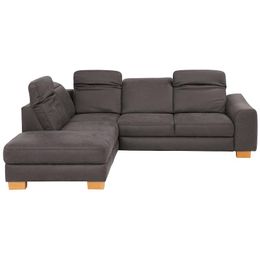 Home Affaire Ecksofa &raquo;Dundee L-Form&laquo; wahlweise mit Kopfteilverstellung und zus&auml;tzlich mit Schlaffunktion grau Luxus-Microfaser Lederoptik (100% 