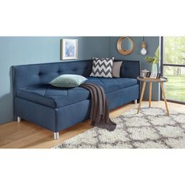Maintal Polsterliege mit Seiten- und R&uuml;ckenteil blau Holzwerkstoff Struktur (100% Polyester) Holzwerkstoff Seitenteil rechts, Liegefl&auml;che B/L: 80cm x 200cm 