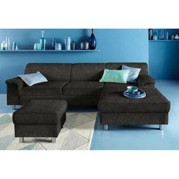 DOMO collection Ecksofa &raquo;Jamie, modern und elegant, Fu&szlig;h&ouml;he 9cm, L-Form,&laquo; wahlweise mit Bettfunktion schwarz B/H/T: 251cm x 72cm x 80cm, Microfaser 