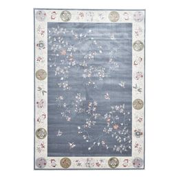 Gino Falcone Teppich &raquo;Cherina GF-130&laquo; rechteckig 8 mm H&ouml;he zartes Bl&uuml;ten Design, mit Bord&uuml;re, leichter Glanz, 100 % Viskose grau Viskose B : 200cm 1 Stk., 8mm, L: 