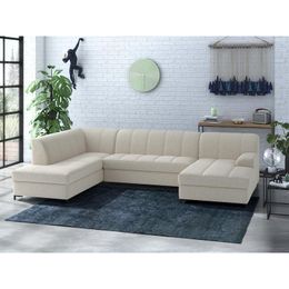 Home Affaire Wohnlandschaft &raquo;Balme, moderne Formensprache, zeitloses Design, U-Form&laquo; Inkl. Zierkissen, wahlweise mit Bettfunktion beige 95% Polyester,