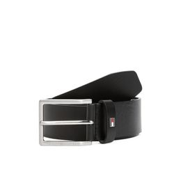 Tommy Hilfiger Herren Lederg&uuml;rtel &raquo;ADAN 3.5 cm breit EXT&laquo; Metalllogopatch, Einfachdornschnalle schwarz 110