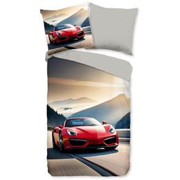 Good Morning Babybettw&auml;sche &raquo;Cabrio&laquo; 2 Stk. Baumwolle, Renforc&eacute;, 135x200, 2 Teilig, Wendeoptik, Kind, Junge, Auto bunt Renforc&eacute;, Obermaterial: 100% 