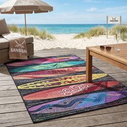 Sansibar Teppich &raquo;Rantum Beach SA-016&laquo; rechteckig 5 mm H&ouml;he Flachgewebe, modernes Design, Surfboards, In- und Outdoor geeignet bunt Polypropylen B : 100cm 1 