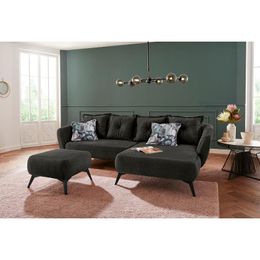 Home Affaire Ecksofa &raquo;Baggio romantische Polsterecke, bequem, Breite 277 cm, L-Form&laquo; Zierkissen inklusive, schwarze Metallf&uuml;&szlig;e grau B/H/T: 277cm x 