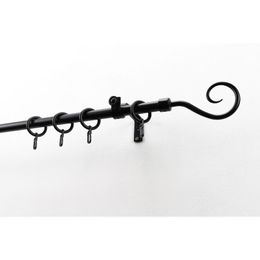 Garesa Gardinenstange &raquo;Clara&laquo; &Oslash; 16 mm 1 l&auml;ufig-l&auml;ufig Wunschma&szlig;l&auml;nge Vorhanggarnitur, mit Ringe und Haken, verl&auml;ngerbar schwarz Kunststoff, Metall B/L