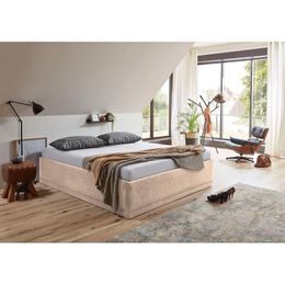 Westfalia Schlafkomfort Polsterbett &raquo;Texel&laquo; Komforth&ouml;he mit Zierkissen, Bettkasten bei Ausf&uuml;hrung mit Matratze beige Bezug Bett: Veloursstoff 100% Polyester oder Microfaser (