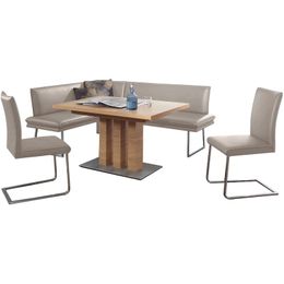 K+w Komfort & Wohnen K+W Komfort & Wohnen Essgruppe &raquo;Santos III&laquo; 4 Stk. tlg. gepolsterte Eckbank und St&uuml;hle, langer Schenkel rechts oder links grau B/H/T: 158cm x 86cm x 