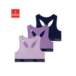 Bench. M&auml;dchen Bustier Packung, 3 mit kontrastfarbigem B&uuml;ndchen und Racerback bunt 146/152, N-Gr