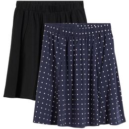 bonprix Damen bonprix Jerseyrock Packung, 2 Stk. aus Baumwollmischung, A-Linie Passform, mit Gummizug blau 56/58 (XXXL)