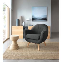 Trendmanufaktur Sessel &raquo;Fuelta, Loungesessel, organische Formensprache, bequem, Solit&auml;rsessel&laquo; mit auff&auml;lligem Nahtbild und sch&ouml;nen F&uuml;&szlig;en aus Holz 