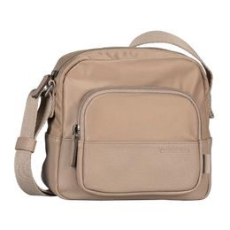 Tom Tailor Damen Tom Tailor Umh&auml;ngetasche &raquo;Viene&laquo; fein genarbtes Lederimitat trifft auf leichtes Nylon mit feinem Logo beige B/H/T: 22cm x 20cm x 7cm
