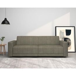 3-Sitzer &raquo;Allie II Schlafsofa 225 cm&laquo; Bett-Funktion (108/190cm), R&uuml;ckenlehne 2-teilig, mit Steppung beige 100% Polyester B/H/T: 225cm x 82cm x 91cm, 