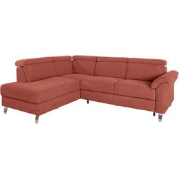 Sit & More sit&more Ecksofa &raquo;Arngast L-Form&laquo; inklusive Kopfteilverstellung und Federkern orange B/H/T: 245cm x 84cm x 194cm, Struktur weich, Ottomane links, ohne