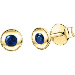 Firetti Damen Paar Ohrstecker &raquo;Schmuck Geschenk, Ohrringe Solit&auml;r, Gold 375&laquo; mit Rubin, Saphir oder Smaragd bunt 4,2mm, Gelbgold 375