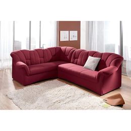 DOMO collection Ecksofa &raquo;Papenburg B/T/H: 242/190/84 cm L-Form&laquo; wahlweise mit Bettfunktion, Langer Schenkel links oder rechts rot Struktur ( 90% 