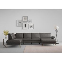 Sit & More sit&more Wohnlandschaft &raquo;Fashion U-Form&laquo; wahlweise mit Kopfteilverstellung, Vorziehsitz, motorisch, Nickelf&uuml;&szlig;e grau B/H/T: 338cm x 84cm x 207cm, Luxus