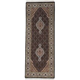 Orientteppich &raquo;Tabriz Mahi, auch als L&auml;ufer&laquo; rechteckig 15 mm H&ouml;he handgekn&uuml;pft, Wohnzimmer, reine Wolle schwarz Wolle B : 80cm 1 Stk., 15mm, L: 350cm