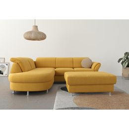 Sit & More sit&more Ecksofa &raquo;Apulia L-Form&laquo; wahlweise Schlaffunktion, Bettkasten und Kopf- und Armteilverstellung gelb Webstoff (100% Polyester);Struktur weich (