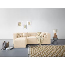 Home Affaire 3-Sitzer &raquo;Sundstrup L-Form&laquo; Modulserie, individuelle Zusammenstellung beige 100% Polyester B/H/T: 256cm x 76,5cm x 93cm, Struktur weich