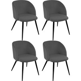 PAROLI Armlehnstuhl &raquo;Dali&laquo; (Set) 4 Stk.(2 oder 4 St&uuml;ck), mit Veloursbezug und in 2 Gestellfarben grau B/H/T: 54cm x 78cm x 55cm, 4 Stk., Velourstoff fein, 