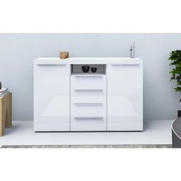 borchardt M&ouml;bel borchardt M&ouml;bel Highboard &raquo;Durban, Breite 139cm, Kommode mit gl&auml;nzenden Metallgriffen&laquo; viel Stauraum, T&uuml;ren und Schubladen, Einlegeb&ouml;den verstellbar 