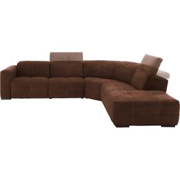 Egoitaliano Ecksofa &raquo;Sauvanne, Designsofa der Extraklasse, elegant und bequem, L-Form&laquo; wahlweise mit elektrischer Relaxfunktion, Kopfteilverstellung grau Leder &raquo;