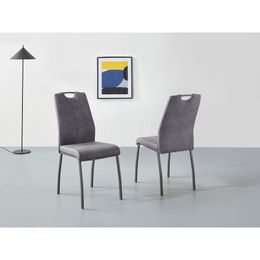Hela Esszimmerstuhl &raquo;ELIF&laquo; (Set) 2 Stk.140 Kg Belastbar, K&uuml;chenstuhl schwarz 100% Polyester B/H/T: 44cm x 96cm x 64cm, 2 Stk., Microfaser